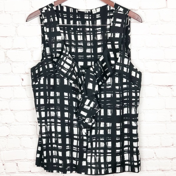 Halogen | Tops | Halogen Black White Silk Windowpane Blouse L | Poshmark